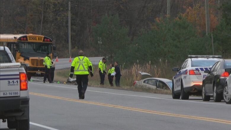 Woman Dead In Highway 174 Crash Between Car School Bus Cbc News